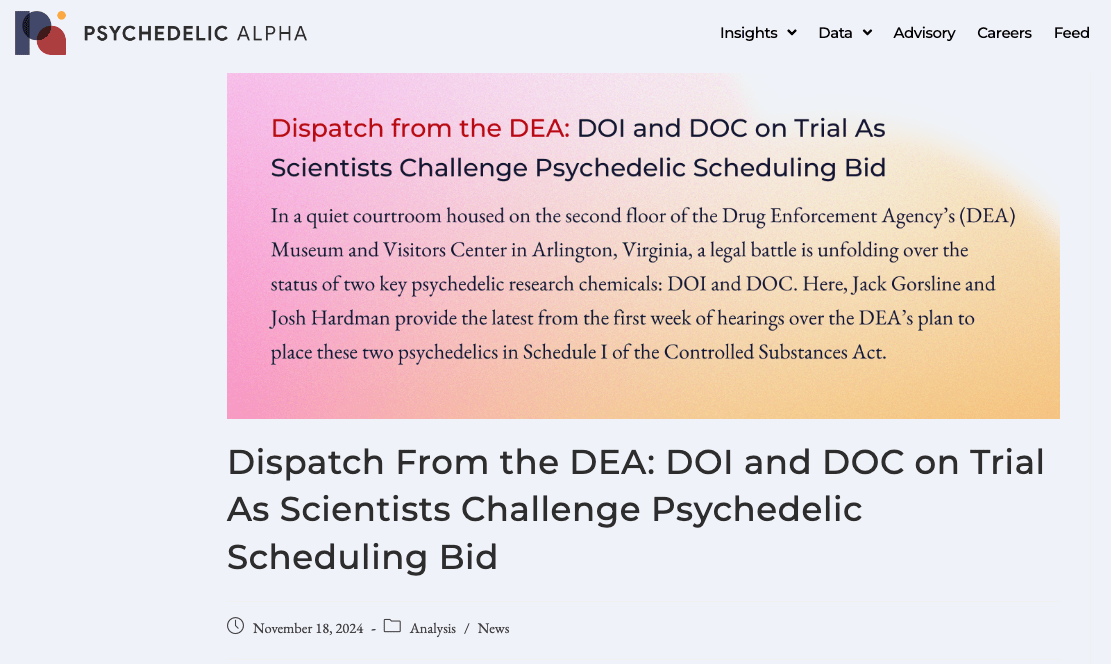 Dispatch From the DEA: DOI and DOC on Trial As Scientists Challenge ...